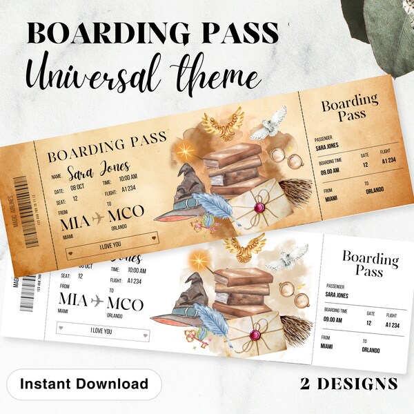 Wizarding World Ticket Template - Etsy