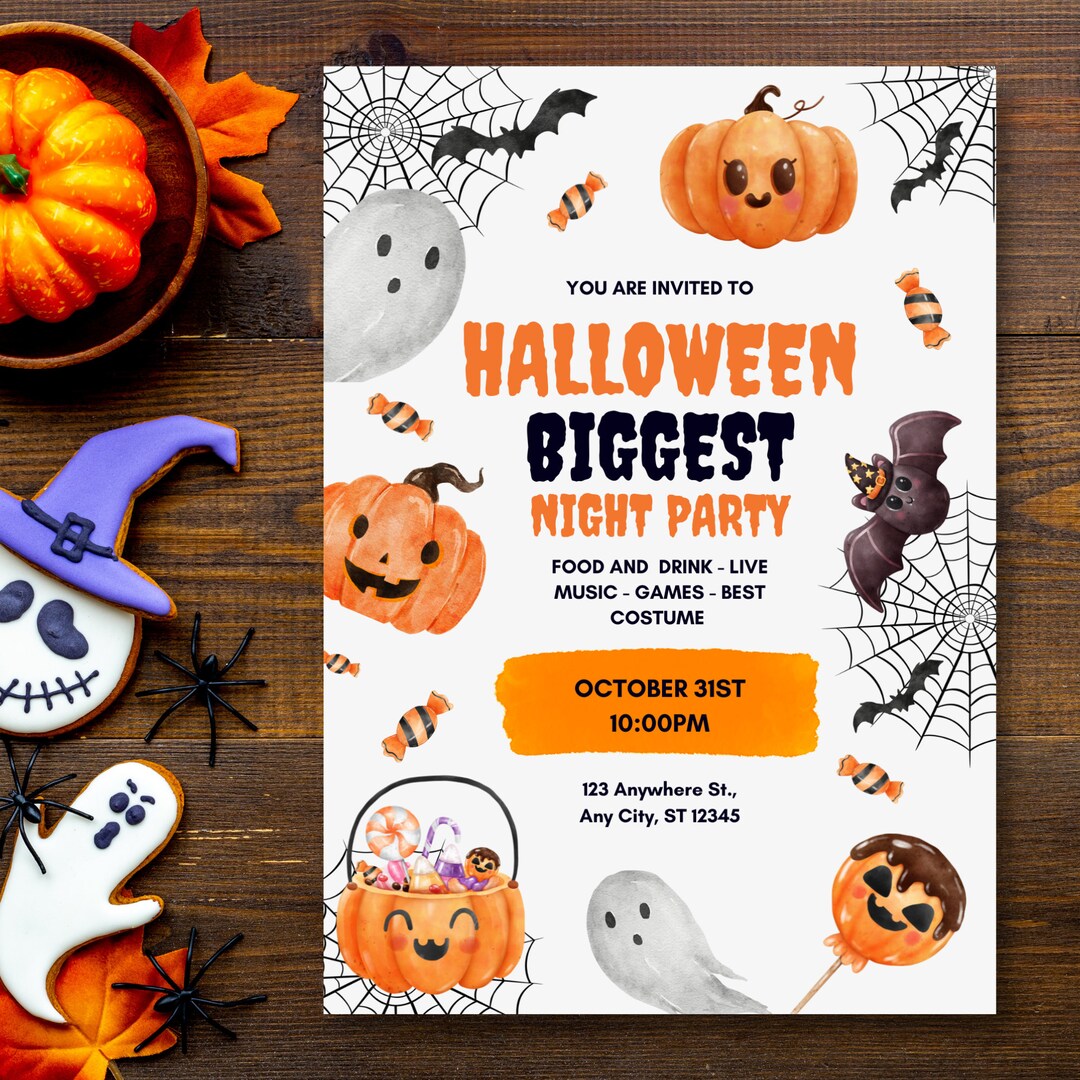 Editable and Printable Four Ever Spooky Halloween Party - Etsy