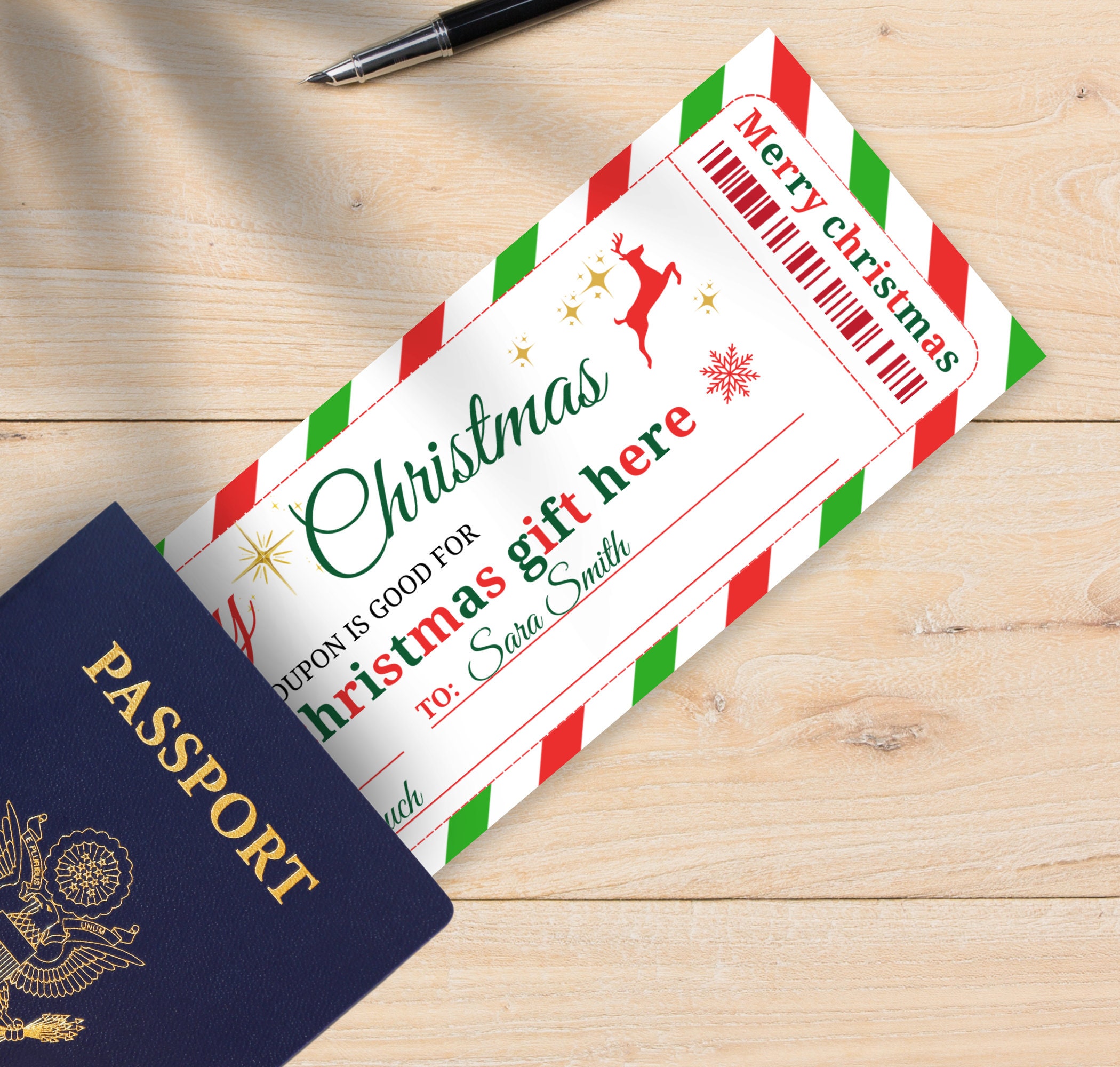 Editable Christmas Coupon Canva Template, Christmas Gift Card, Editable ...