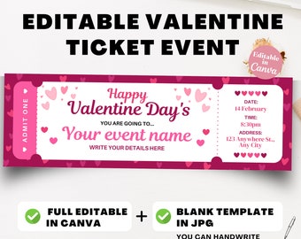 Editable Valentine Coupon, Surprise Gift Ticket, Valentine's Day Ticket ...