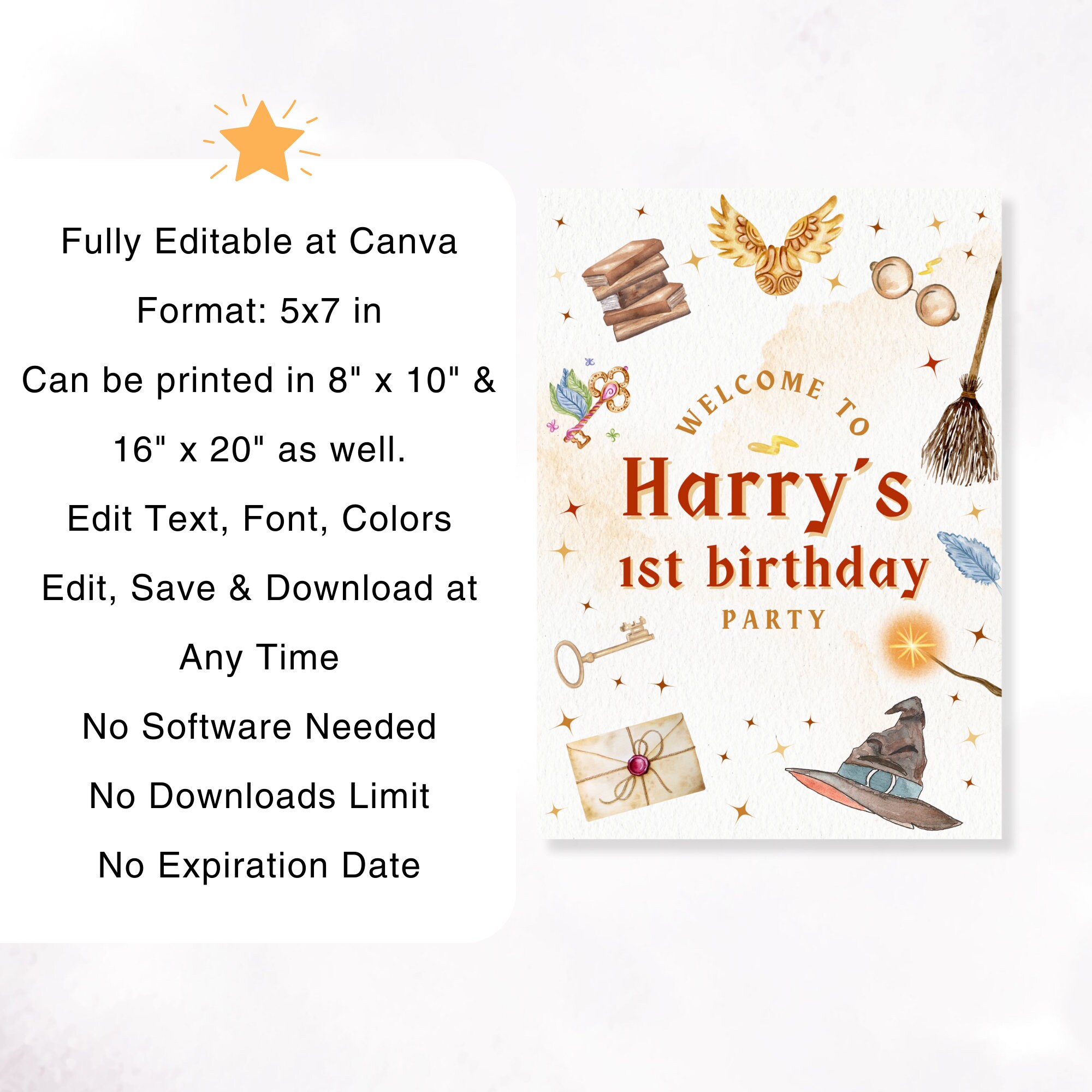 Editable Canva Wizard Birthday Party Welcome Sign, Magical Birthday ...