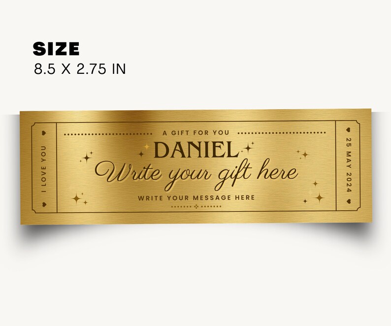 Printable Theme Golden Foil Surprise Reveal Ticket Editable Gift Reveal ...