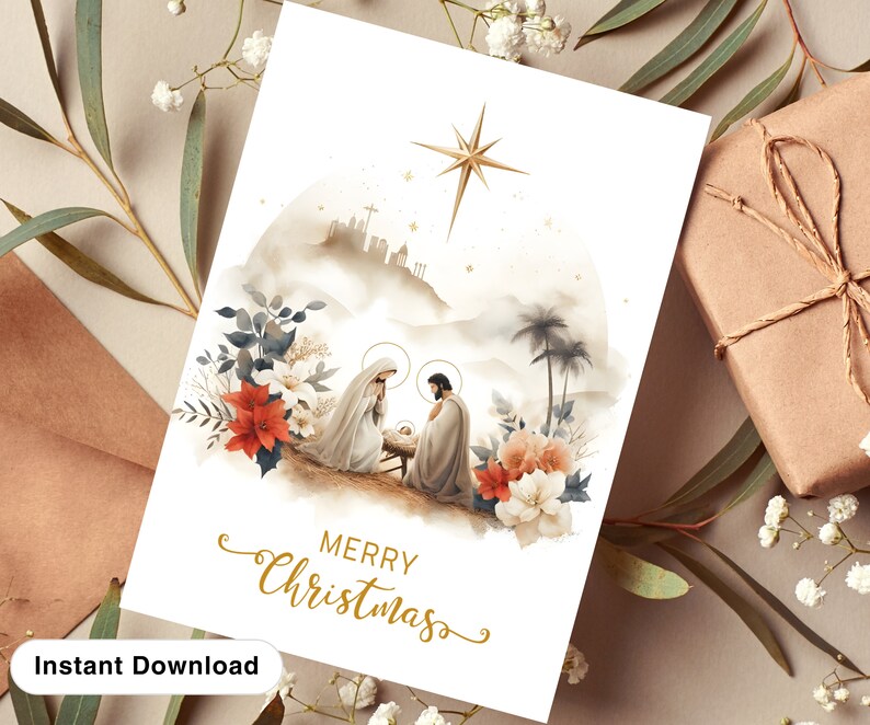 Set 3 Nativity Scene Religious Christmas Cards, Christian Christmas ...