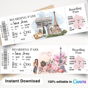 Editable Ticket Template Paris Surprise Boarding Pass Ticket, Trip ...