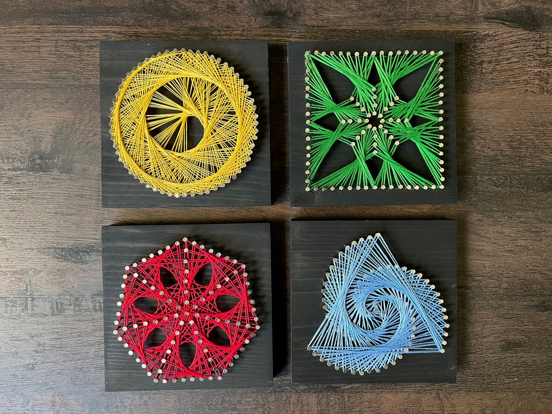 Geometric String Art Decor - Pack of 4 - Etsy