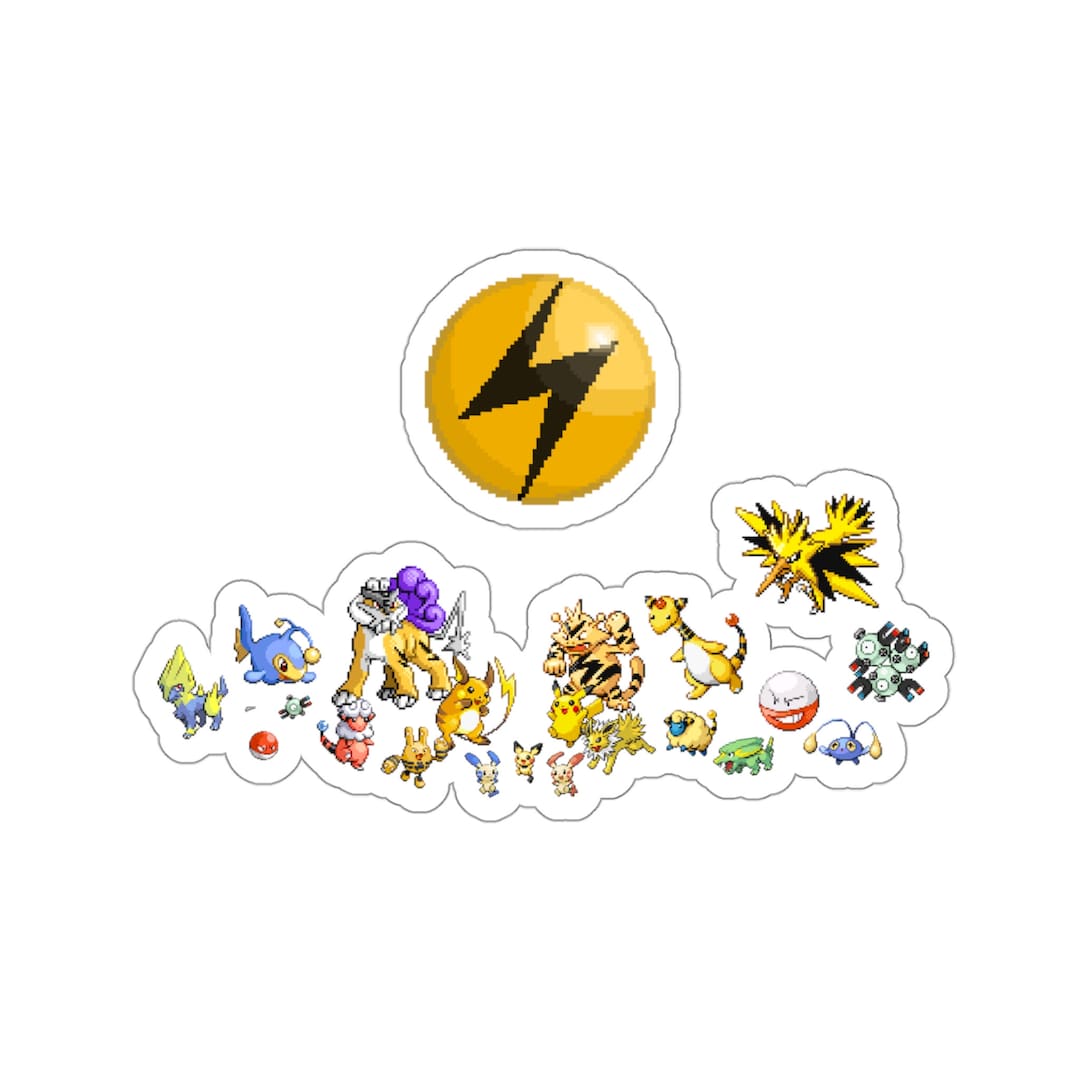 Electric Type Pokemon Sticker Gen 1 Gen 2 Gen 3 Zapdos - Etsy