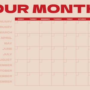 Minimalist Wall Calendar Red & Beige - Etsy