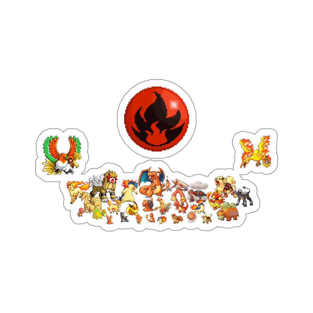 Fire Type Pokemon Sticker Gen 1 Gen 2 Gen 3 Charizard - Etsy