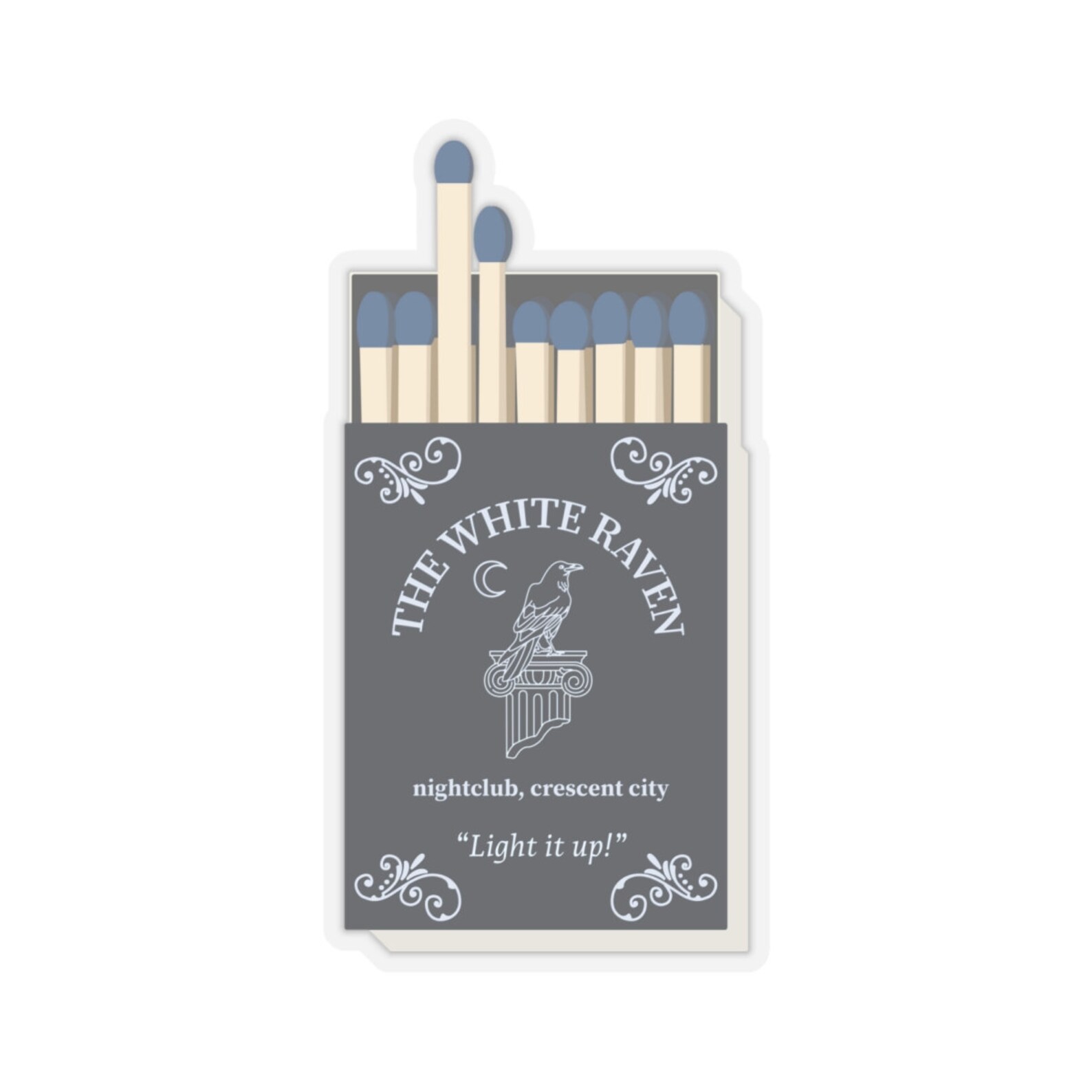 The White Raven Bar, Crescent City Sticker, Sarah J. Maas, Matchbox ...