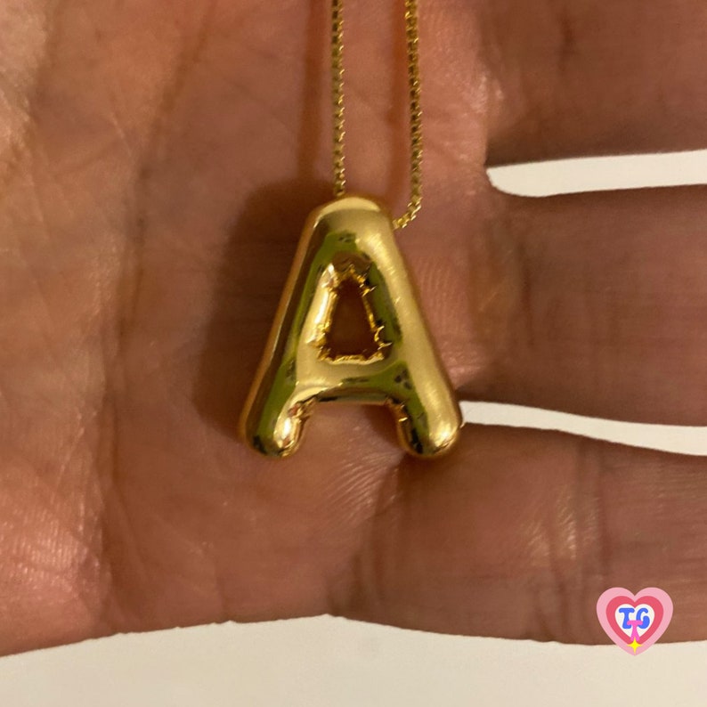 Gold Balloon Letter Necklace Gold Bubble Letter Pendant - Etsy