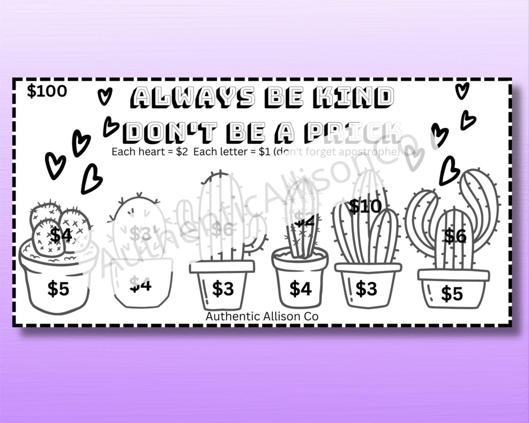 Cactus Always Be Kind Color Cash Budgeting Savings Challenge, PDF ...