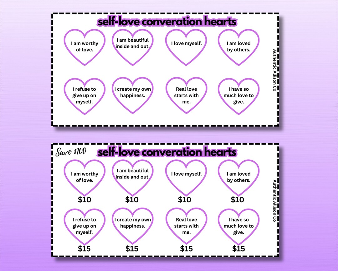Self-love Conversation Hearts A6 Coloring Savings Challenge | PDF ...