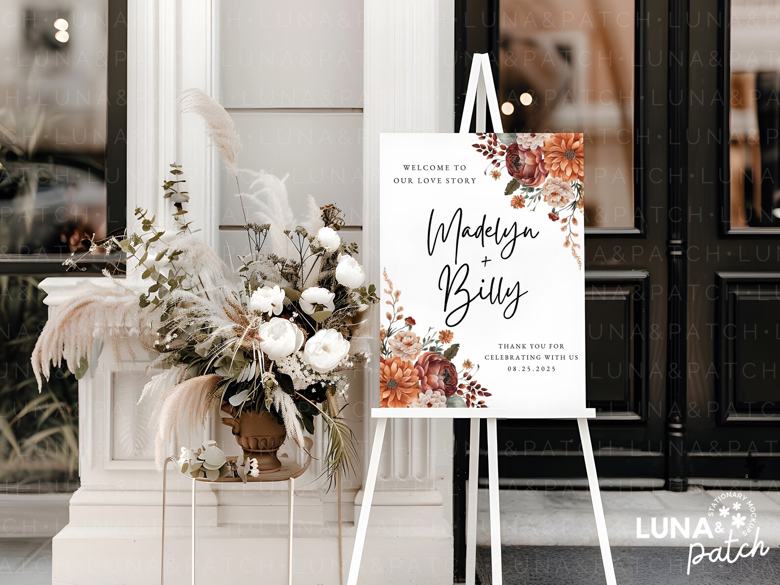 Event Welcome Sign Mockup, Boho Wedding Easel Mock Up, Editable Blank ...