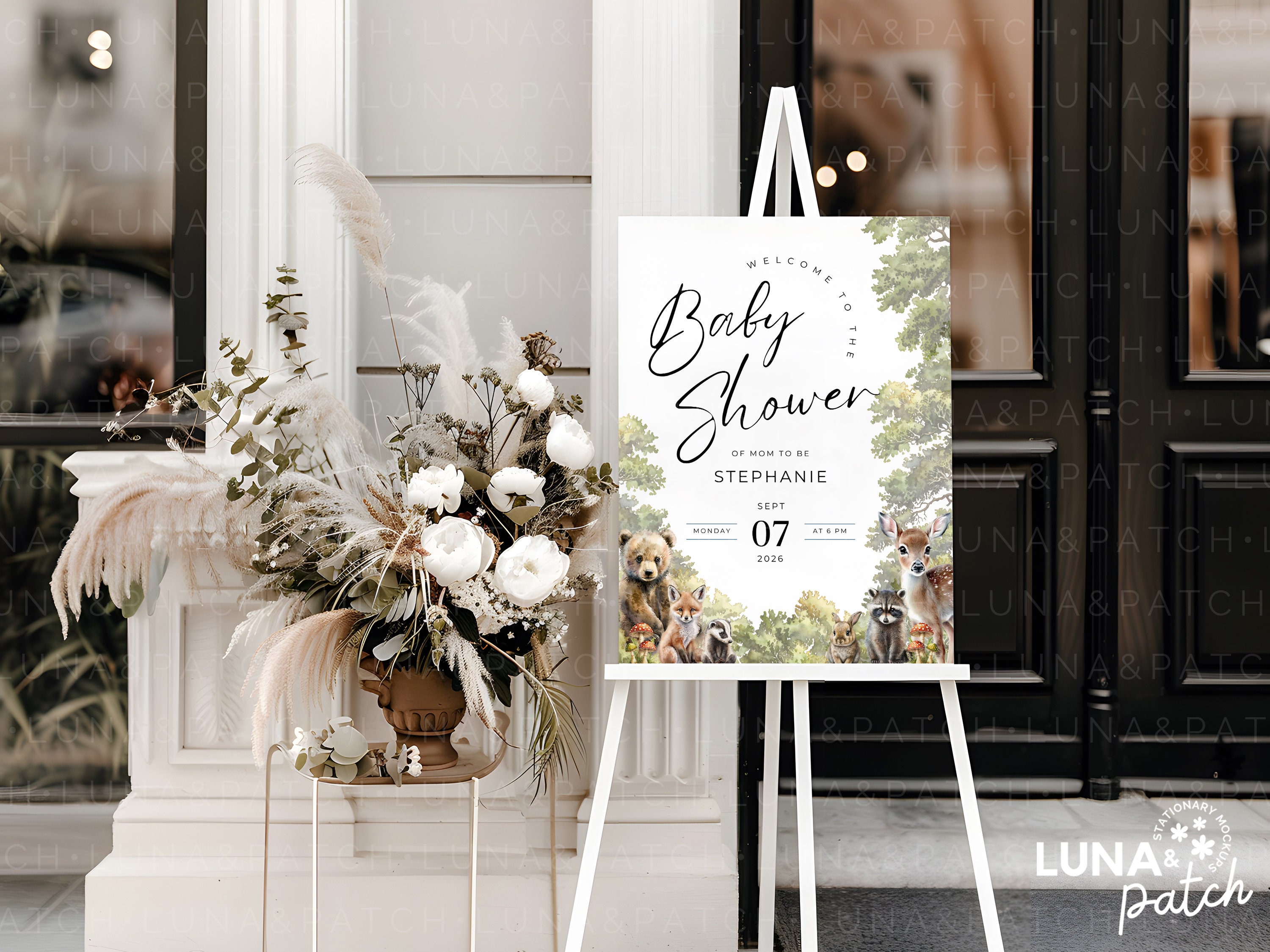 Event Welcome Sign Mockup, Boho Wedding Easel Mock Up, Editable Blank ...