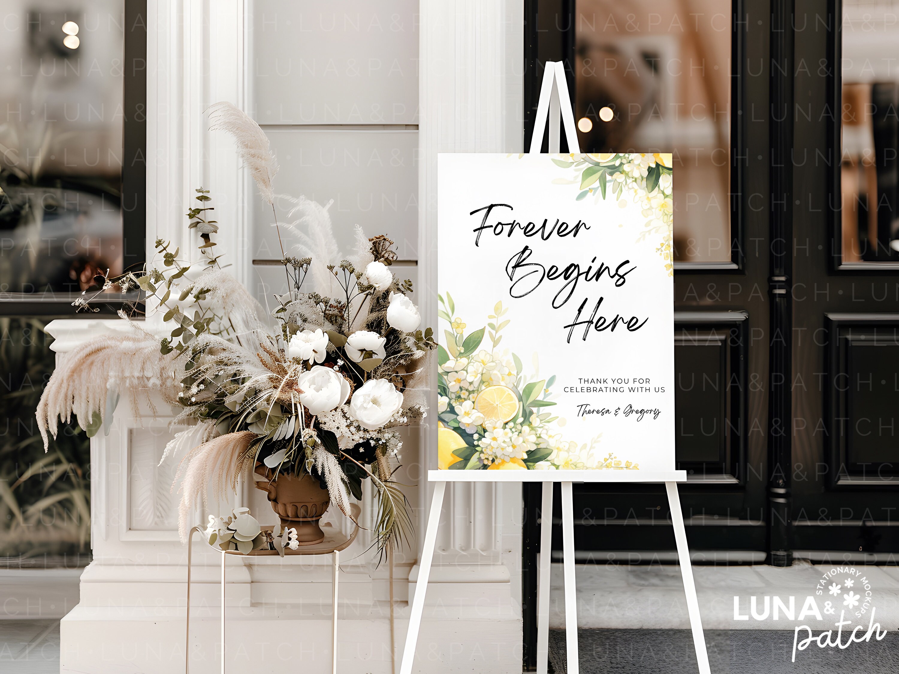 Event Welcome Sign Mockup, Boho Wedding Easel Mock Up, Editable Blank ...