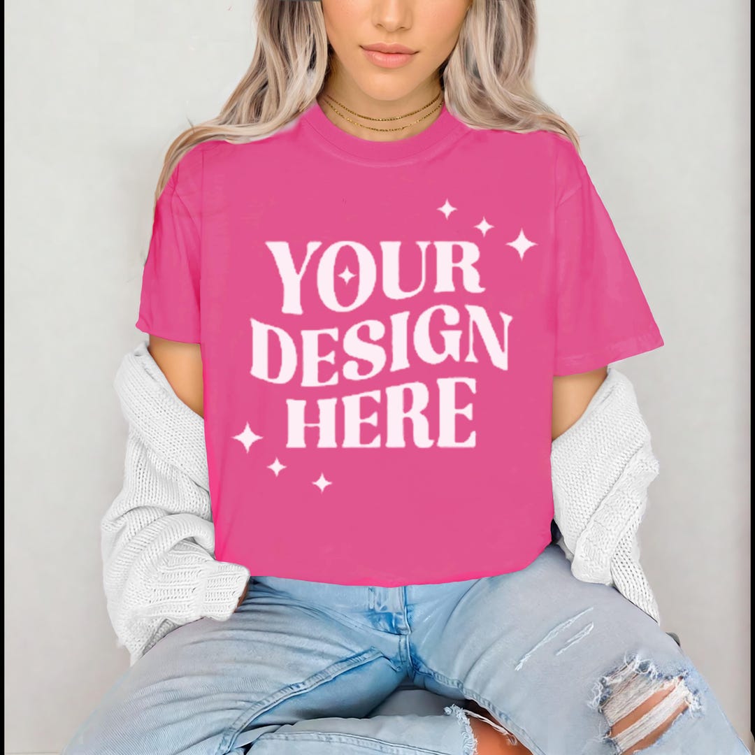 Comfort Colors C1717 Crunchberry Shirt Mockup | CC 1717 T-shirt Mock-up ...
