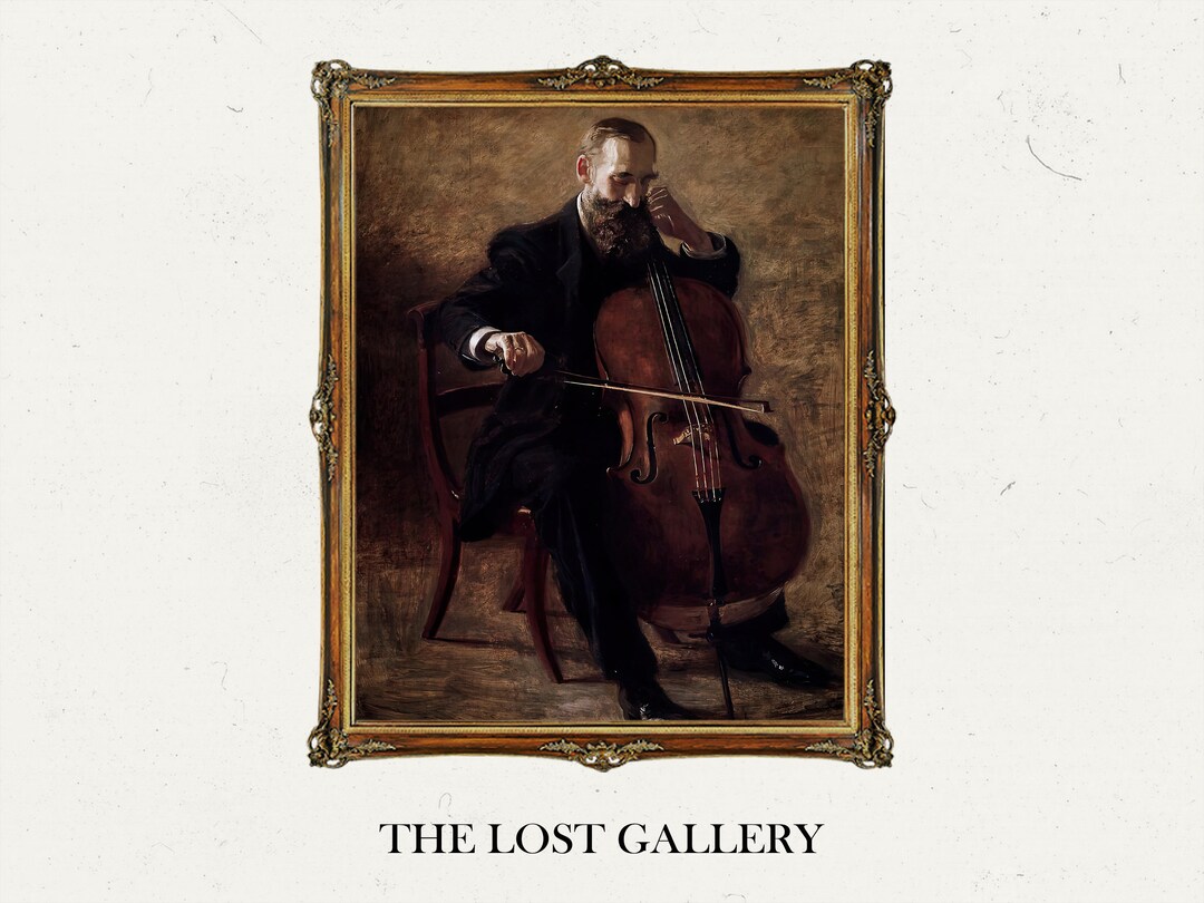 Man With Cello | Printable Vintage Art | Autumn Prints - Etsy