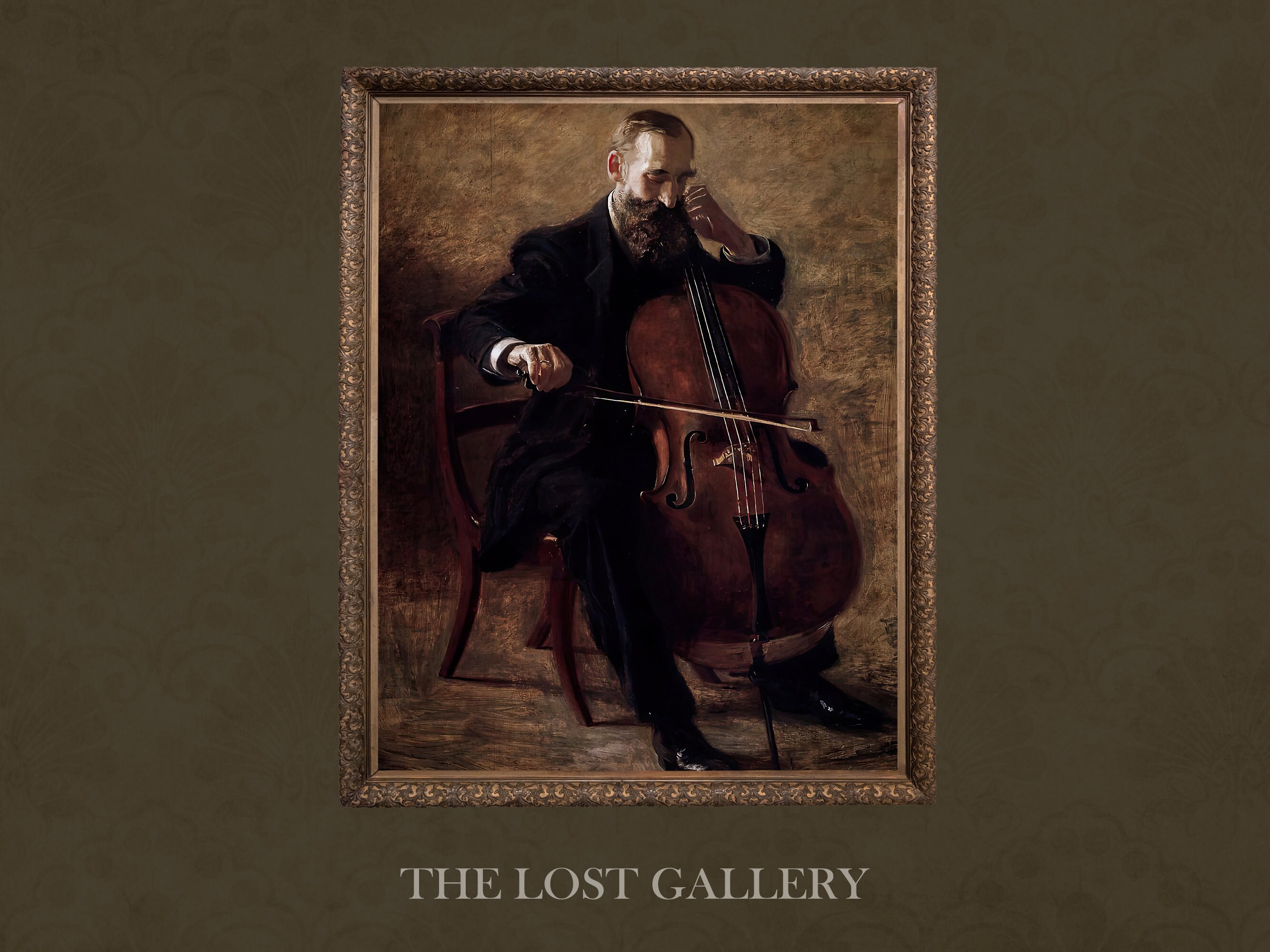 Man With Cello | Printable Vintage Art | Autumn Prints - Etsy