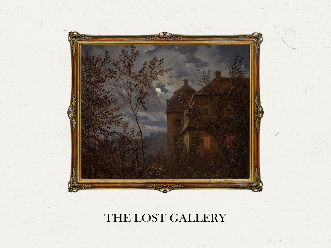 Haunted Manor Print | Printable Vintage Art | Halloween Prints - Etsy