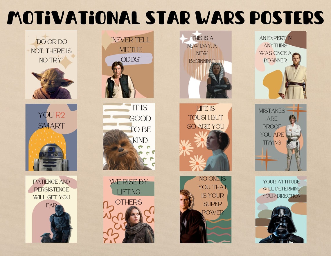 Star Wars Motivational Classroom Posters (12), Retro Boho, Digital ...