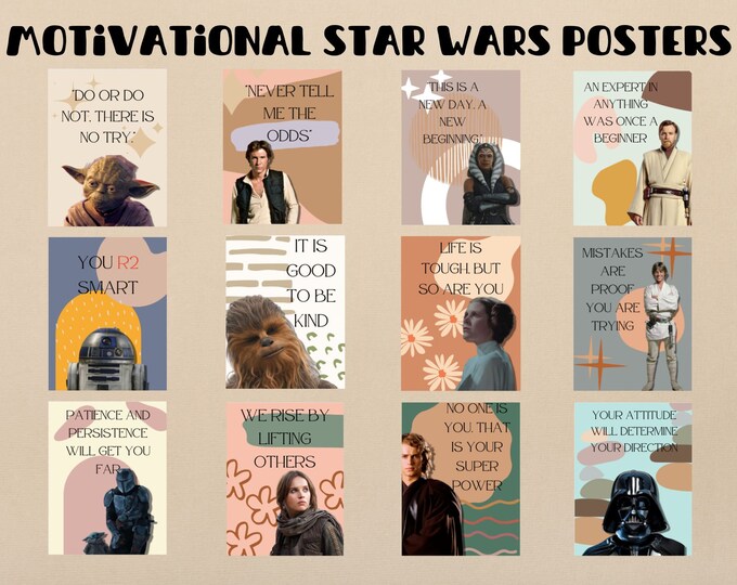 Star Wars Motivational Classroom Posters (12), Retro Boho, Digital ...
