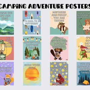 Camping Adventure Classroom Posters (12), Retro Colors, Printable ...