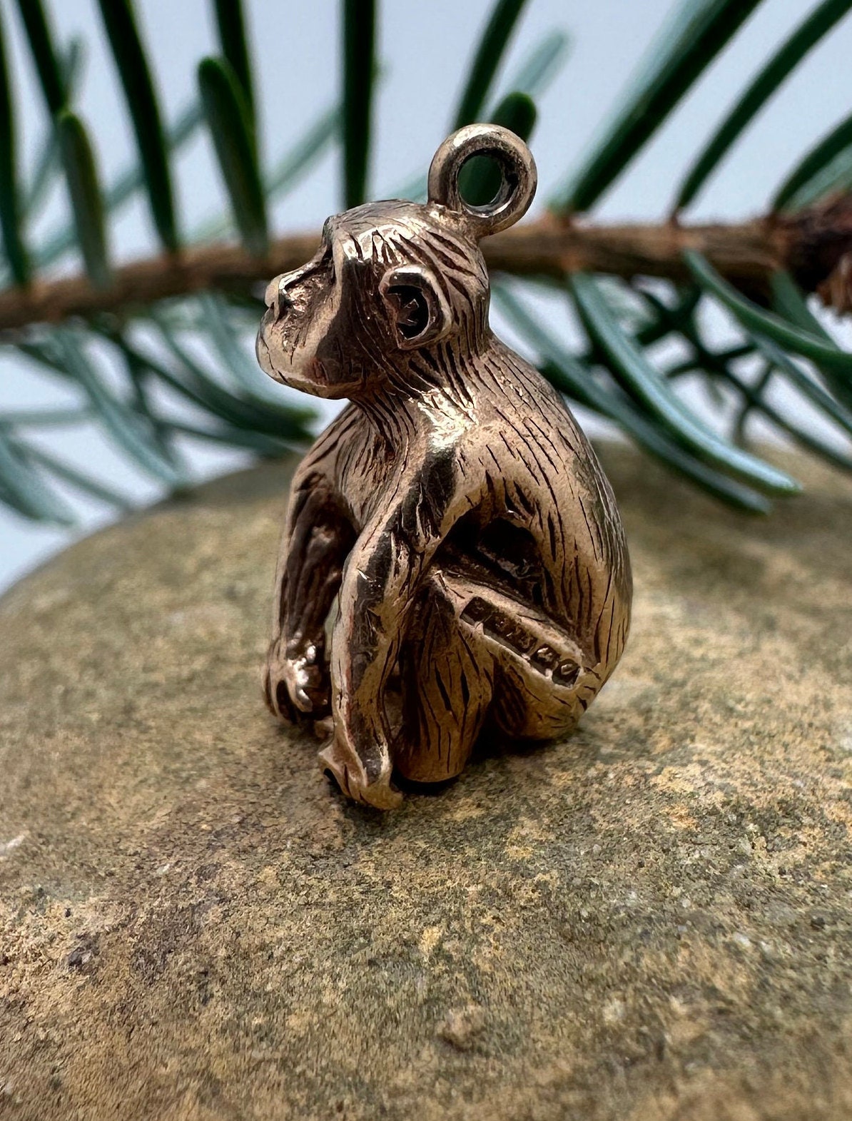 Vintage Gold Sitting Monkey Charm Pendant Solid C022 - Etsy
