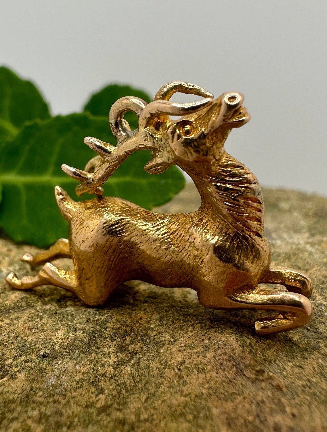 Vintage Solid Gold Deer Charm Pendant 14K Very Rare - Etsy