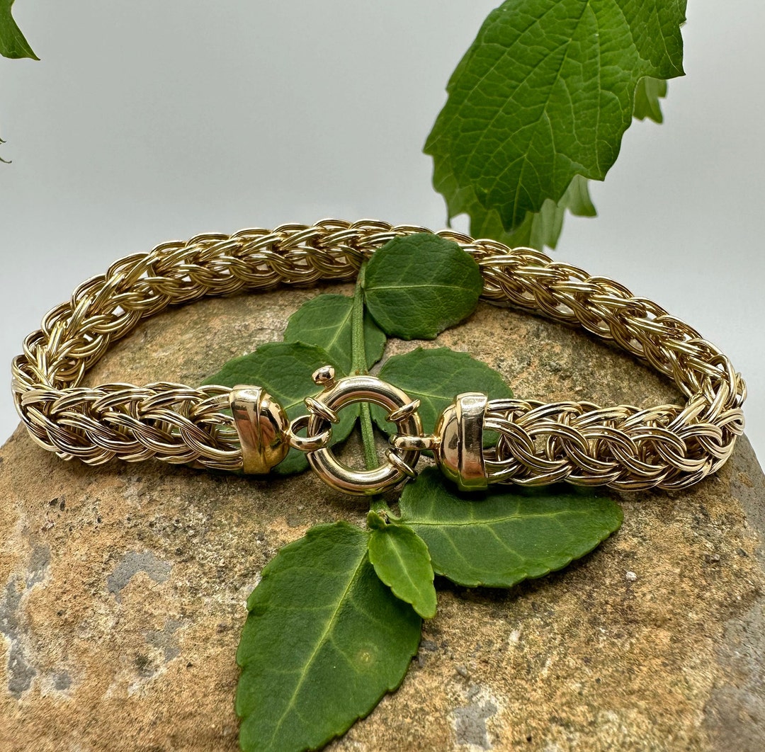 Thick Gold Intricate Peruvian Bracelet | 14K Gold (B004) - Etsy