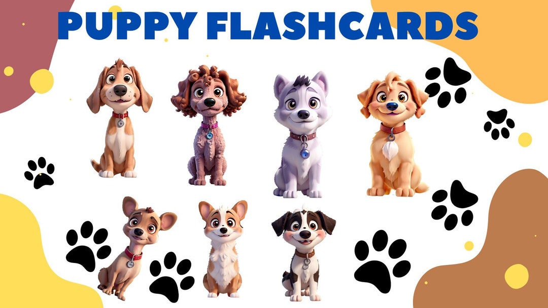 20 Puppy Digital Flashcards for Kids - Etsy