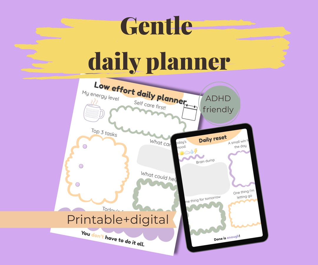 ADHD Friendly Daily Planner Printable With Reset Page for Overwhelmed ...