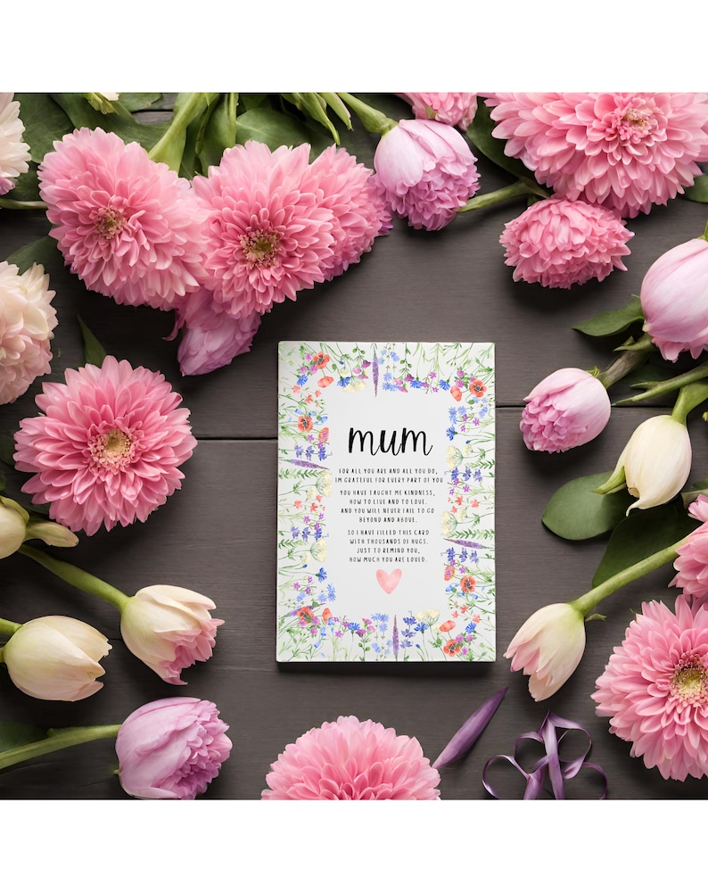 Poem Mothers Day Card From Daughter, Cute Mother Day Card Mum, Happy ...