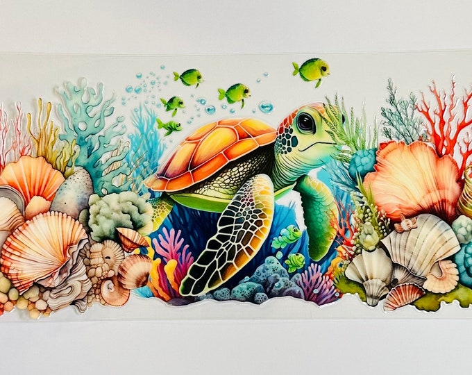 UV DTF Sea Turtle Cup Wrap for 16oz Glass Can. UVDTF Wrap. No Heat ...