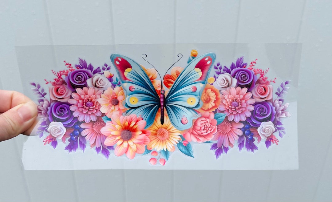 UV DTF Butterfly Cup Wrap for 16oz Glass Can. UVDTF Wrap. No Heat ...