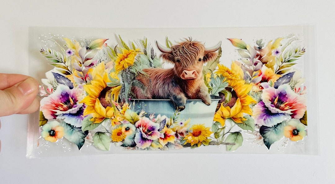 UV DTF Cow Cup Wrap for 16oz Glass Can. UVDTF Wrap. No Heat Needed ...