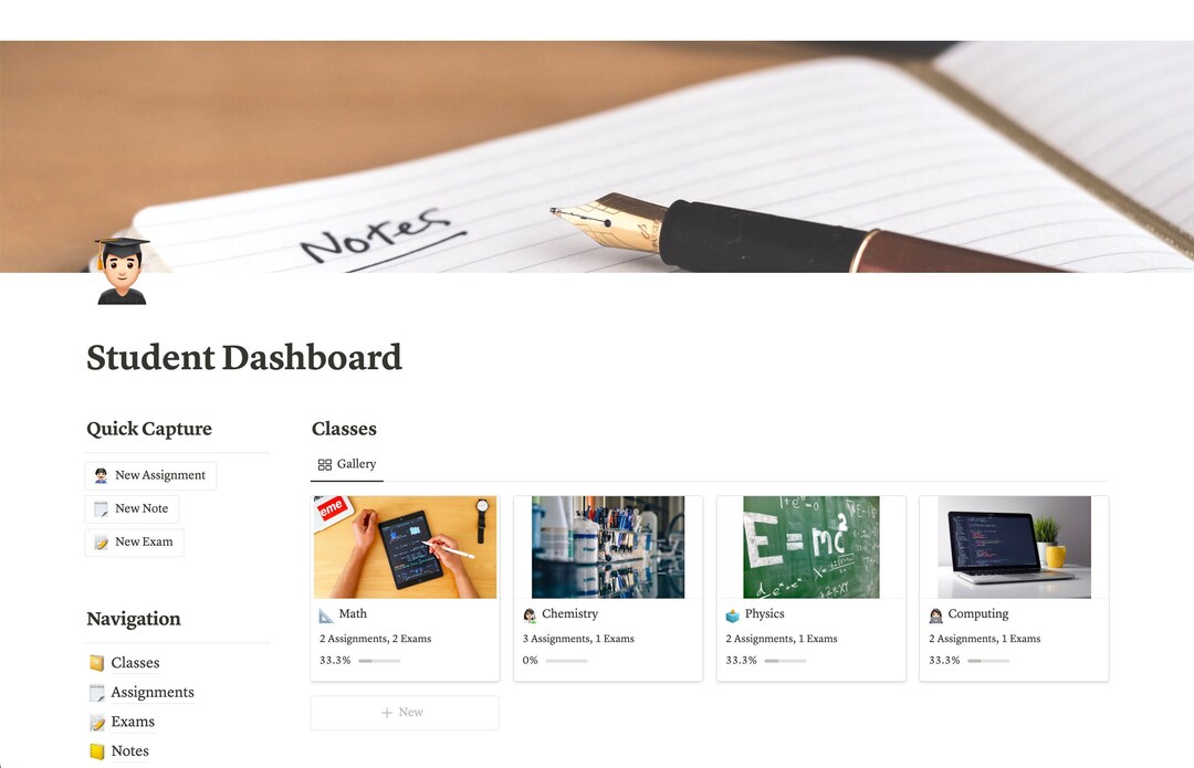 Study Planner Notion Template for Student, Student Notion Dashboard ...