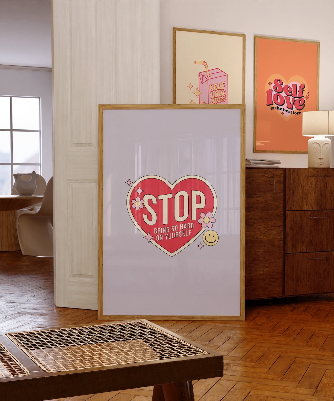 Preppy Pastel Self Love Wall Art Digital Download Stop Sign Aesthetic ...
