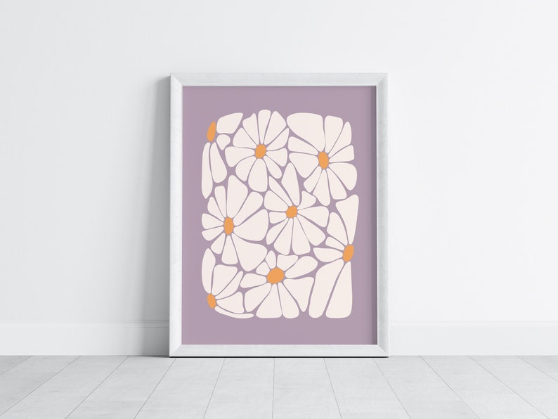 Lilac Purple Floral Wall Art Print Poster Daisy Apartment Decor Poster ...