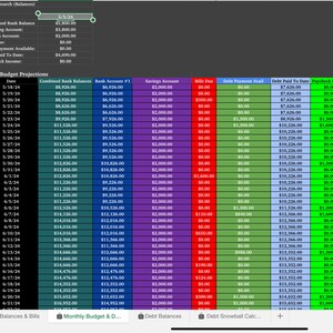 Monthly Budget Spreadsheet Feat. 2 Year Daily Balance Estimator, 12 ...