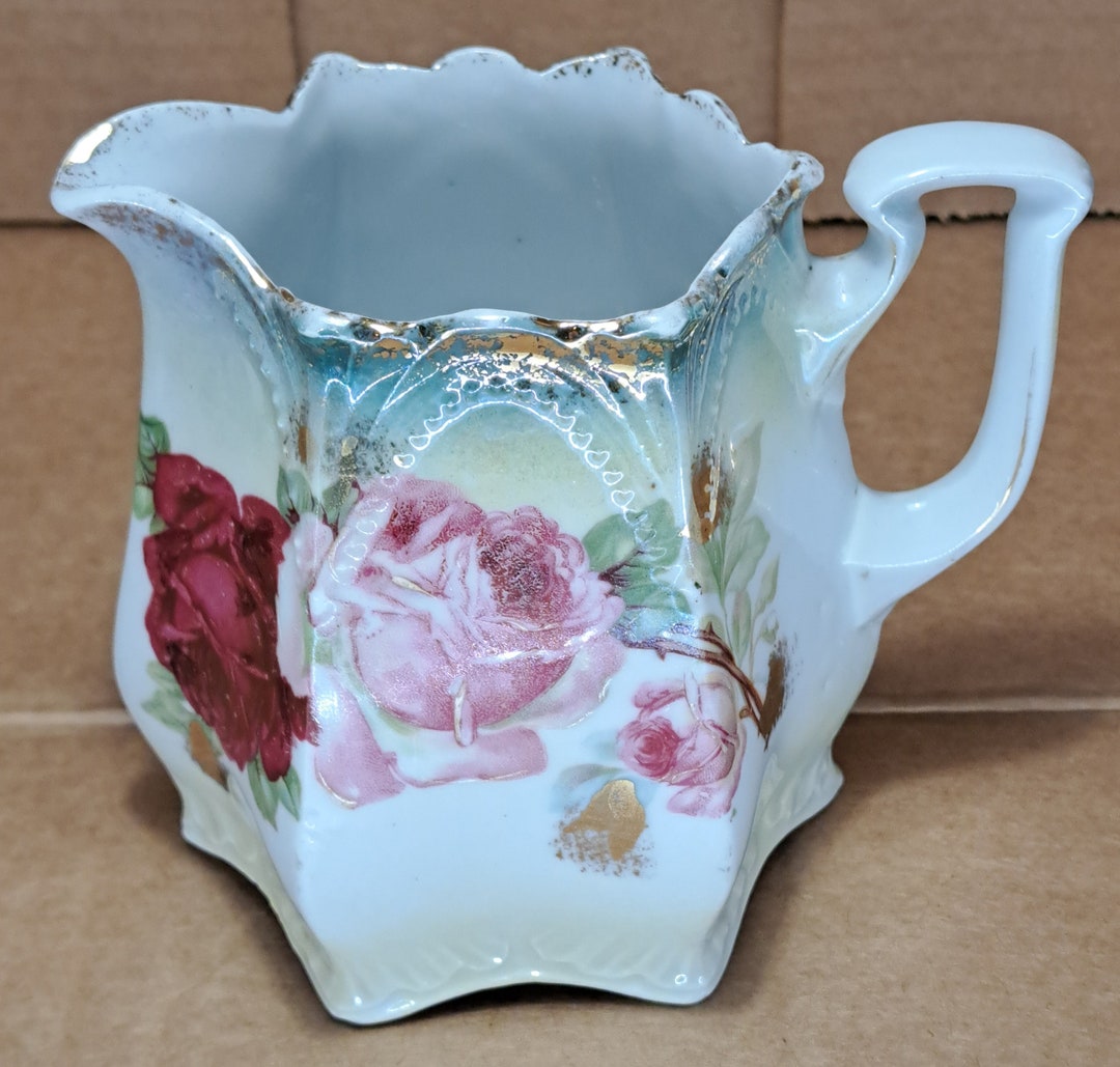 German Lusterware Creamer With Rose Transfer Decoration - Etsy