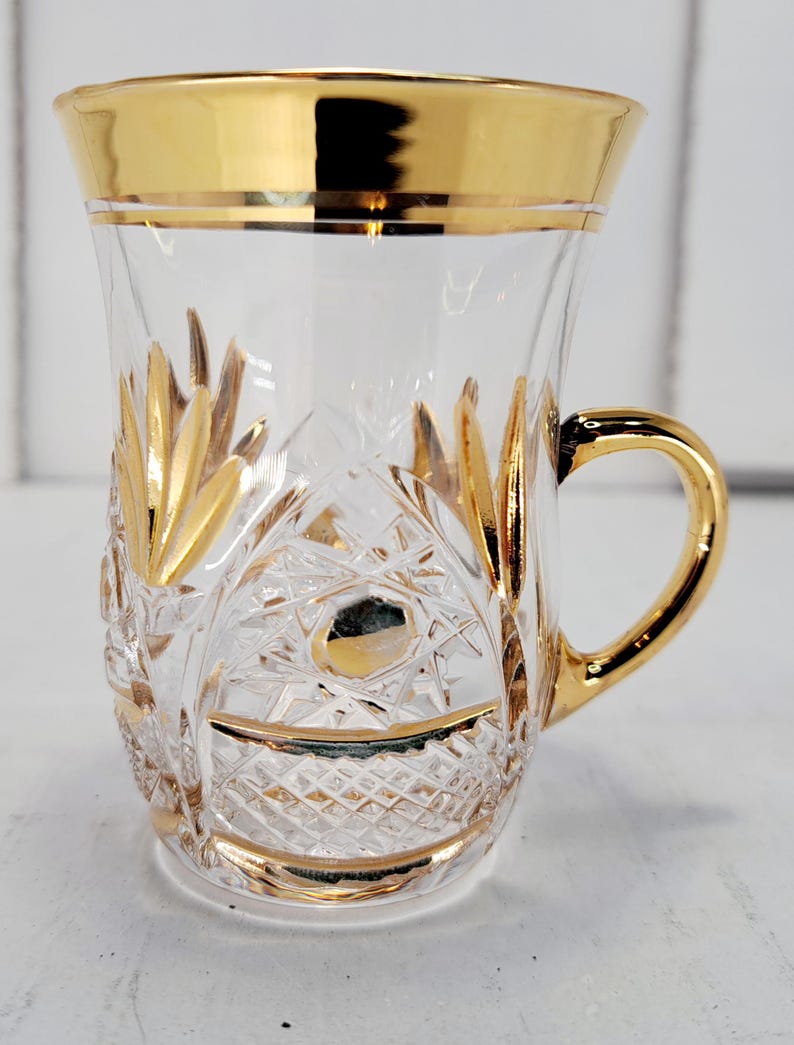 Handmade Turkish Crystal Teacup Set of 6 With 22k Gold - Etsy