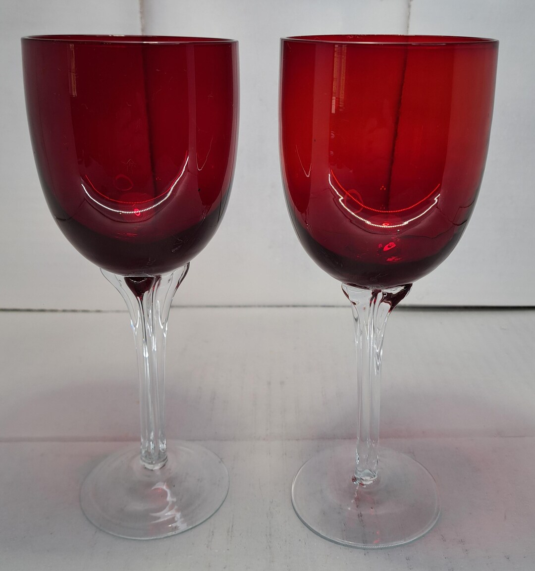 Ruby Red Wine Glasses, Set of 2, Hand-blown - Etsy