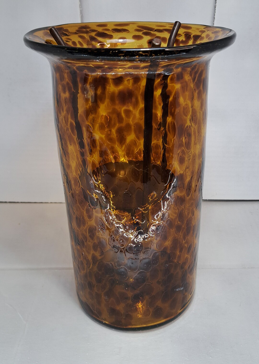 Tortoise Shell Hand-blown Art Glass Vase/candelabra - Etsy