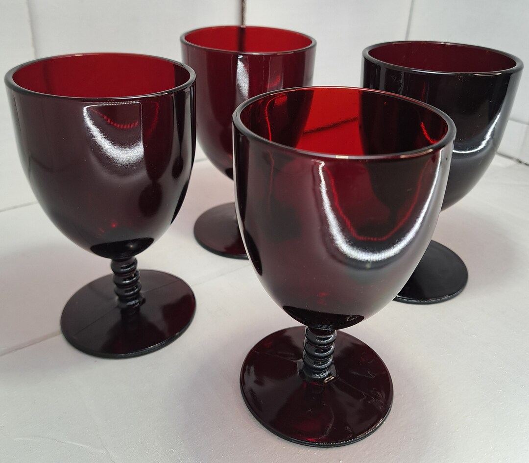 Set of 4, Ruby Red Goblets - Etsy