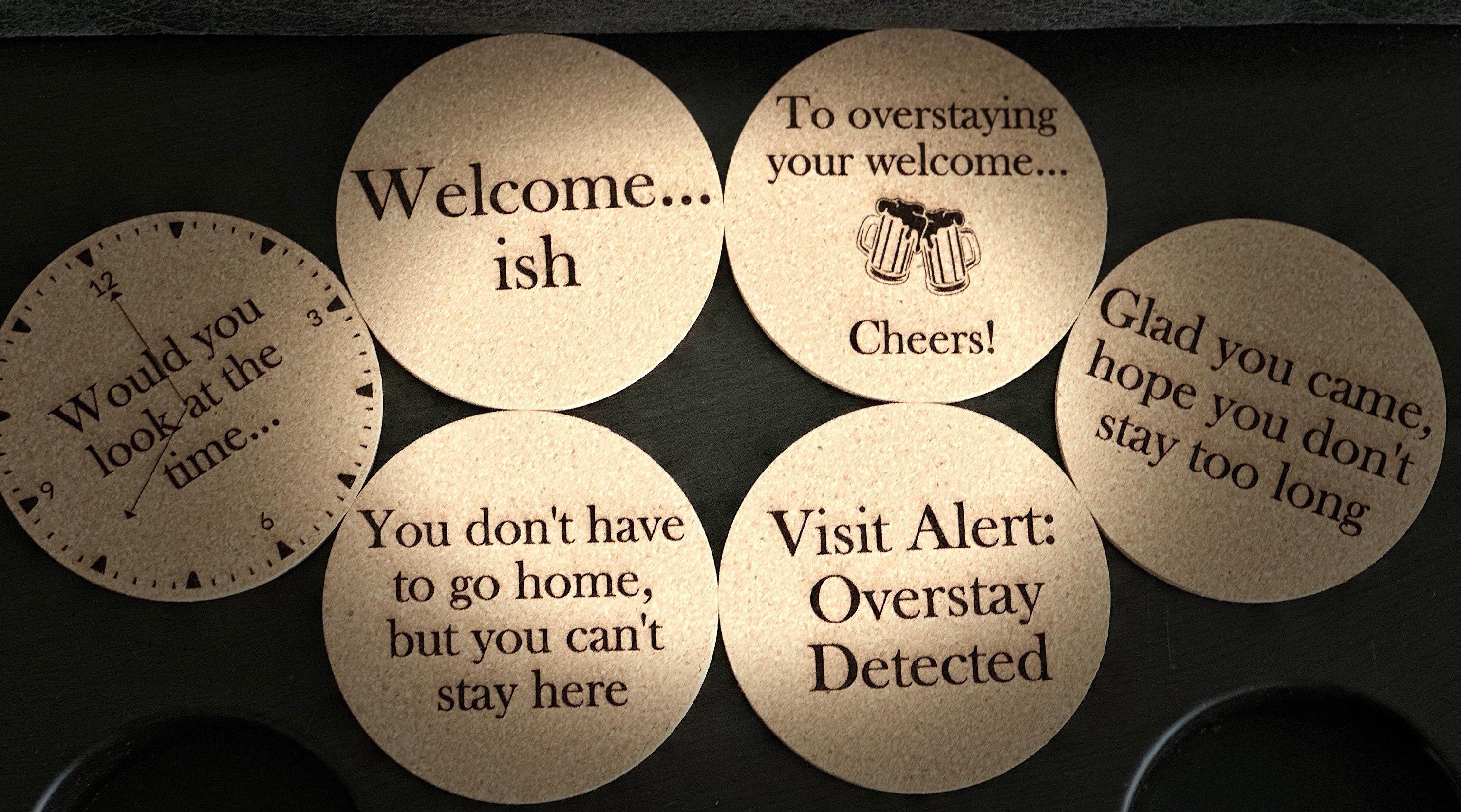 Set of 6 Sarcastic Cork Coasters With Holder - Etsy