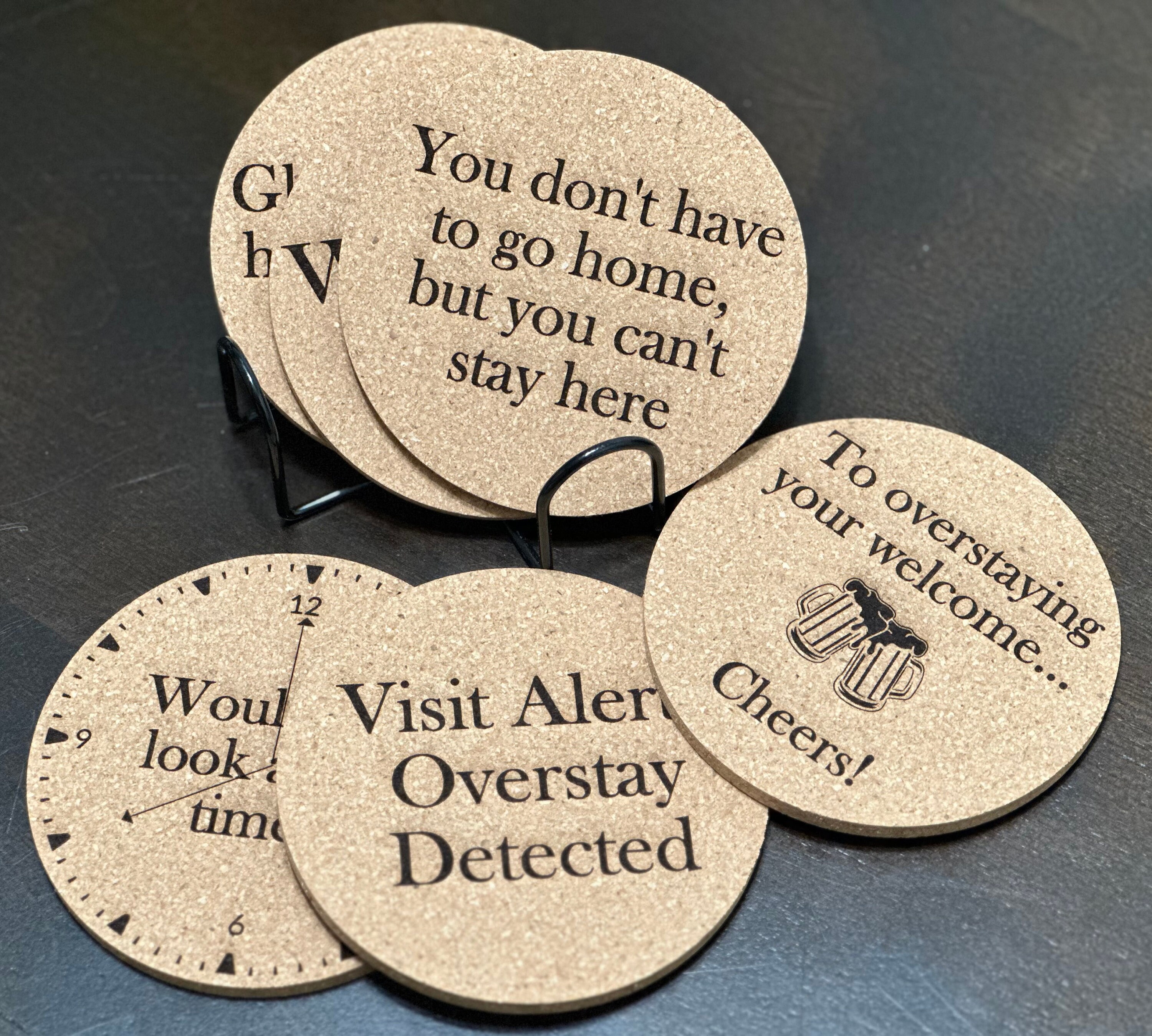Set of 6 Sarcastic Cork Coasters With Holder - Etsy