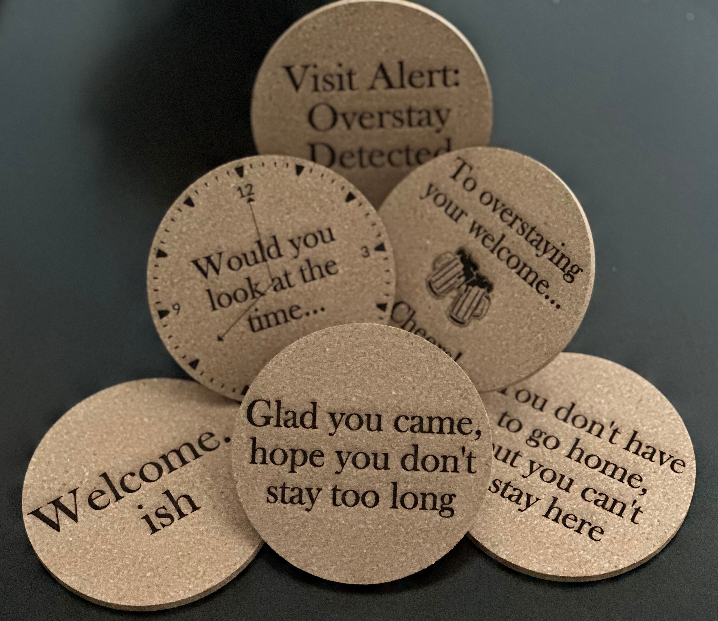Set of 6 Sarcastic Cork Coasters With Holder - Etsy