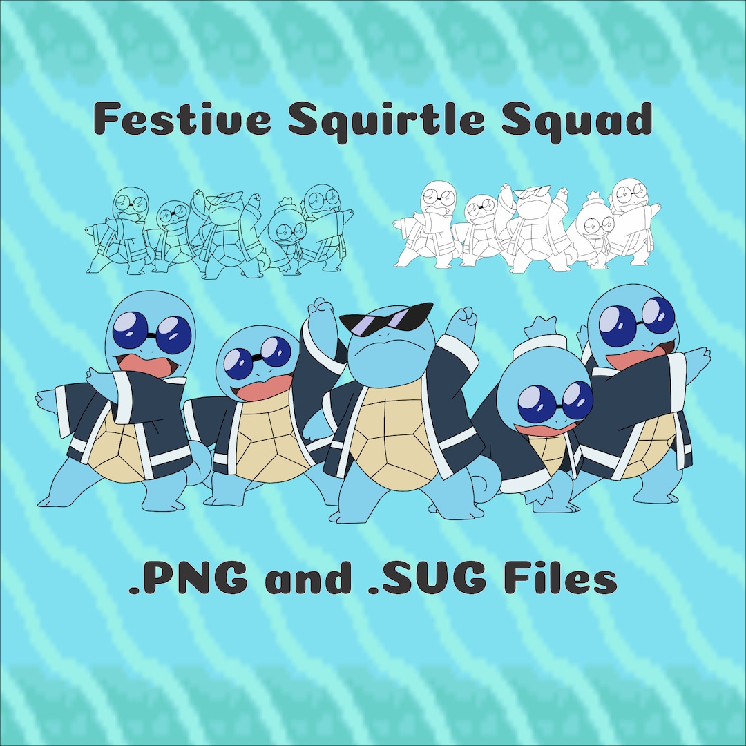 Festive Squirtle Squad PNG and SVG Files Digital Download - Etsy