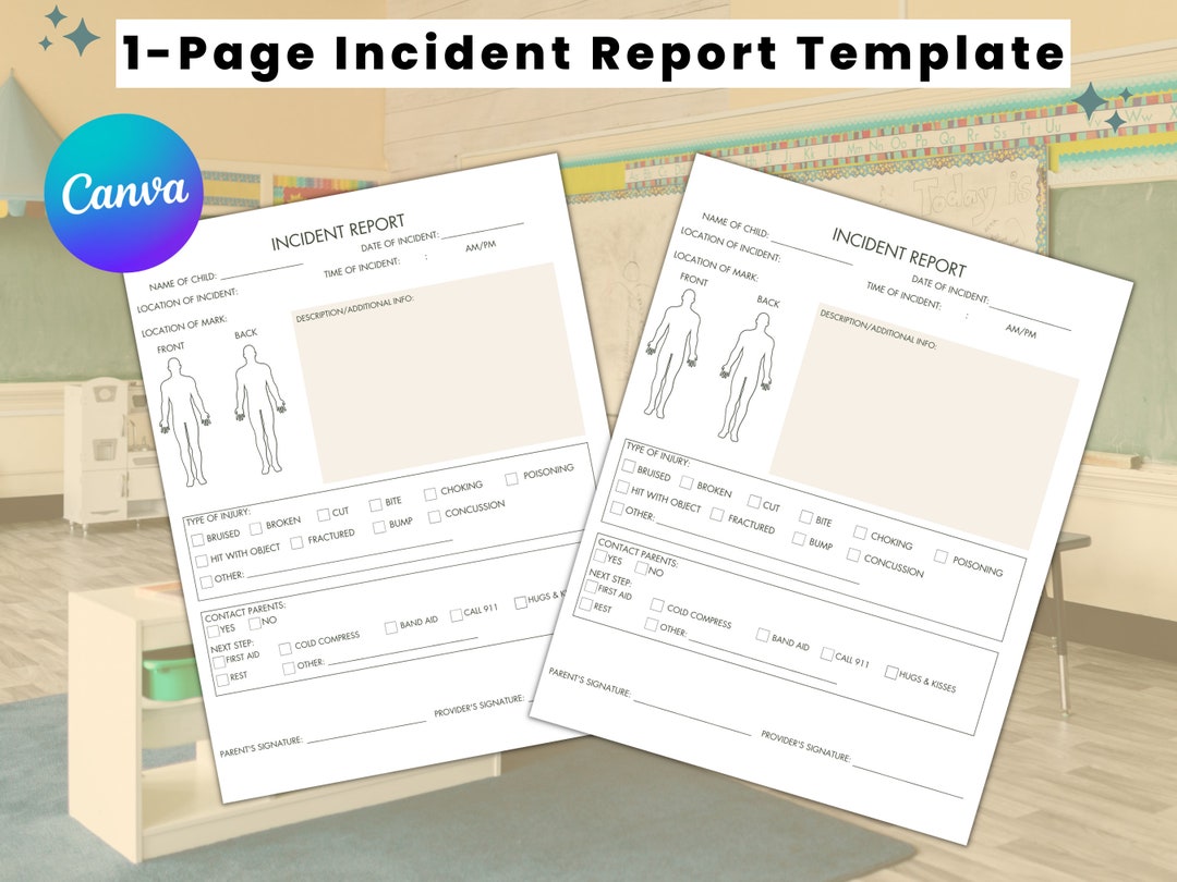 Incident Report Daycare Accident Report Form Home Daycare - Etsy