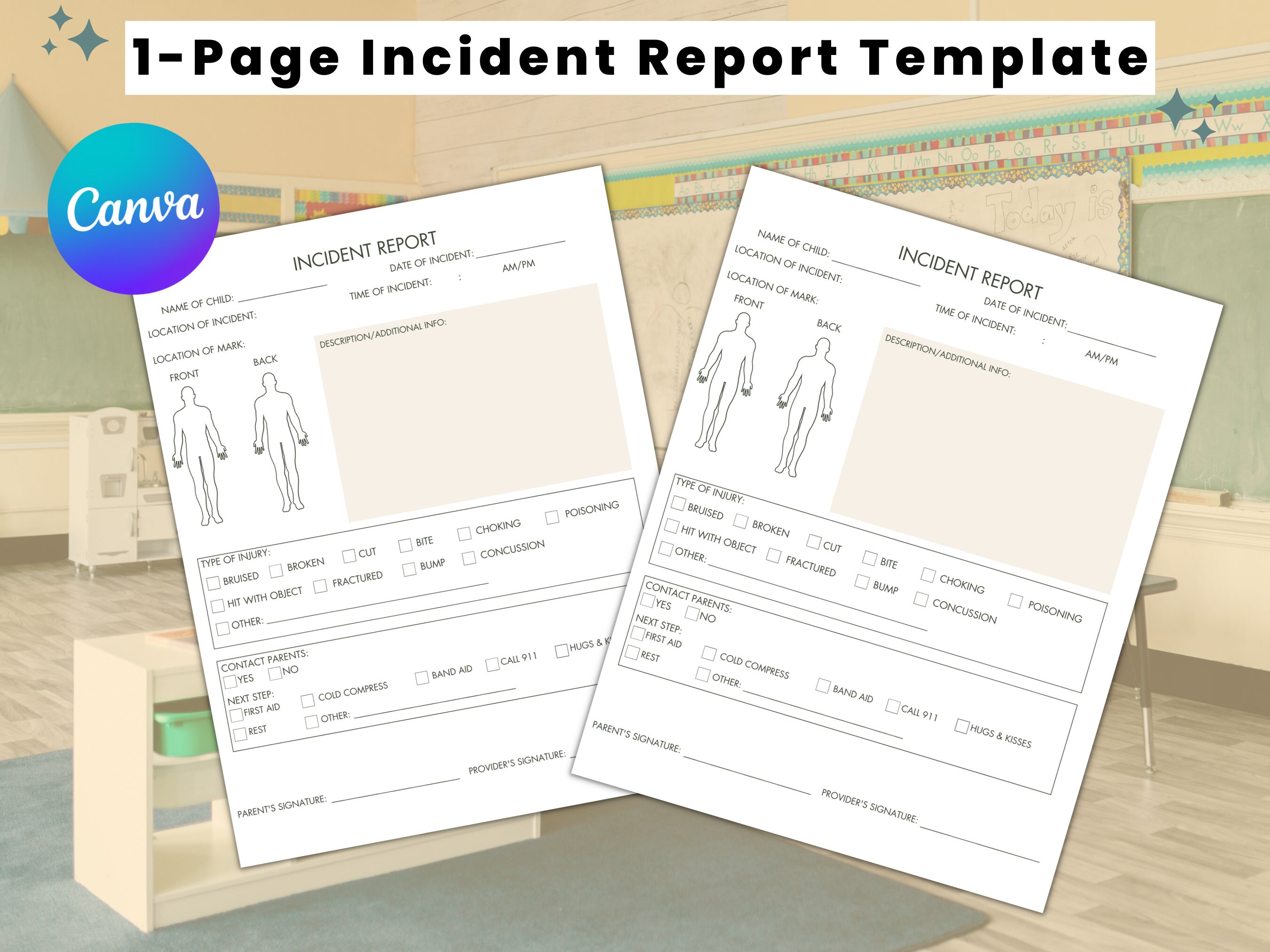 Incident Report Daycare Accident Report Form Home Daycare - Etsy
